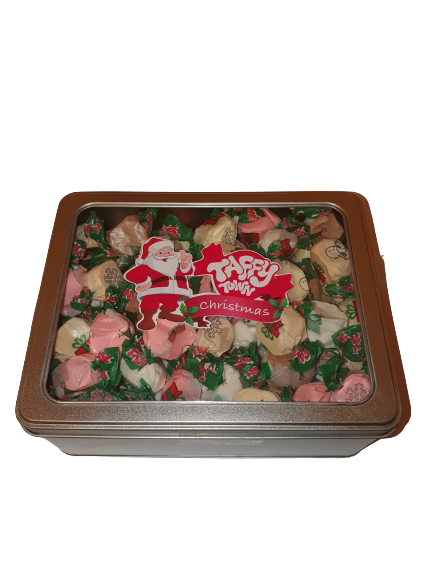 Assorted Christmas flavoured salt water taffy gift tin – Taffytown